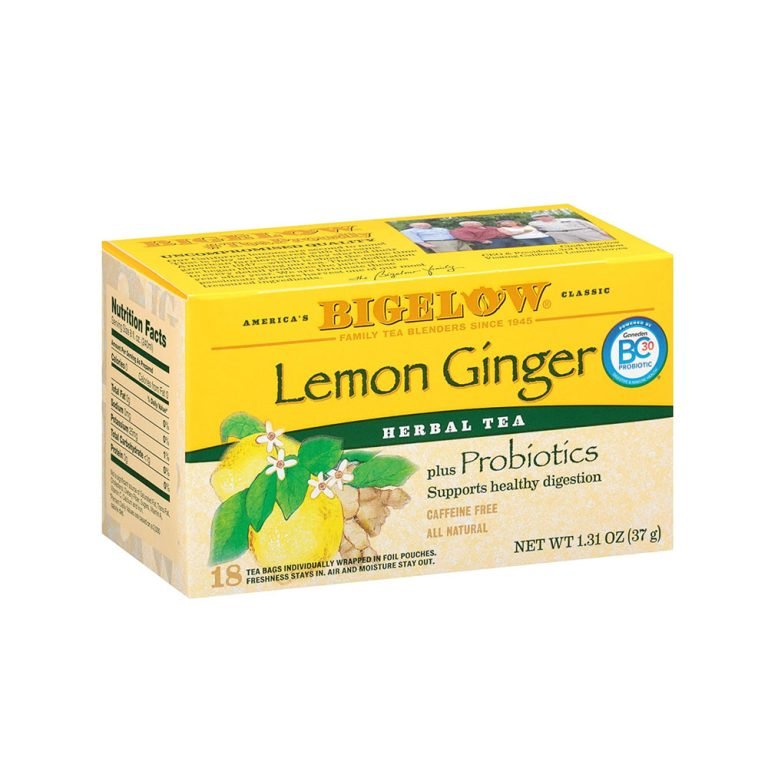 Bigelow Lemon Ginger with Probiotics Tea, 18 Tea Bags - Herbs ...