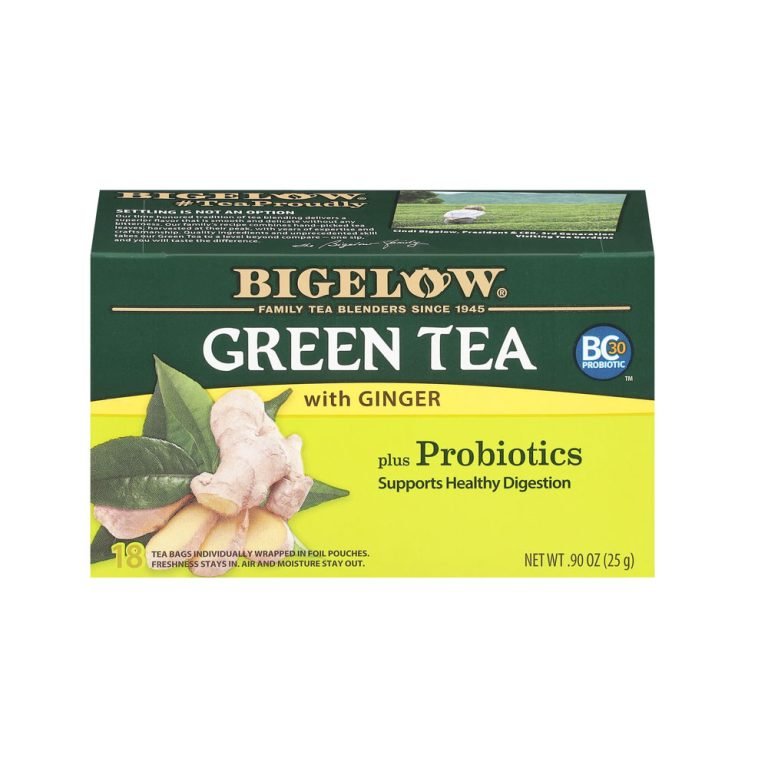 Bigelow Tea Green Tea with Ginger Plus Probiotics, 18 Tea Bags - Herbs ...
